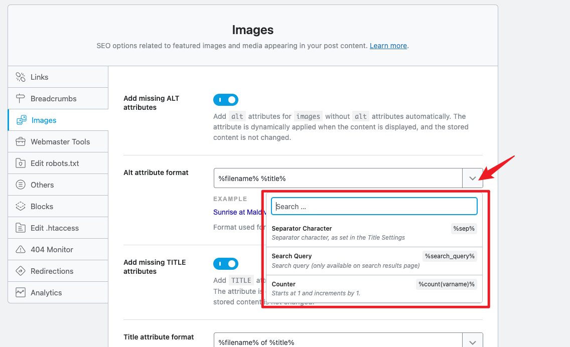 RankMath SEO插件设置网站图片默认alt属性 - 【NUTSWP】