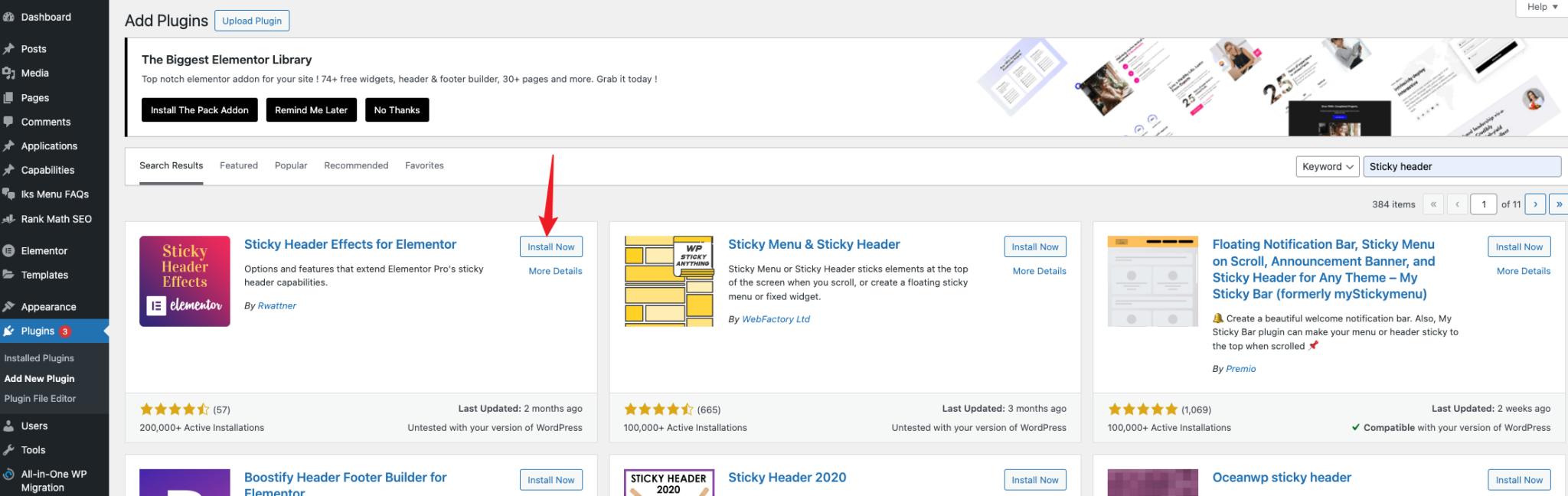 Sticky Header Effects For Elementor插件实现Elementor Pro粘性和透明页眉教程(视频 ...