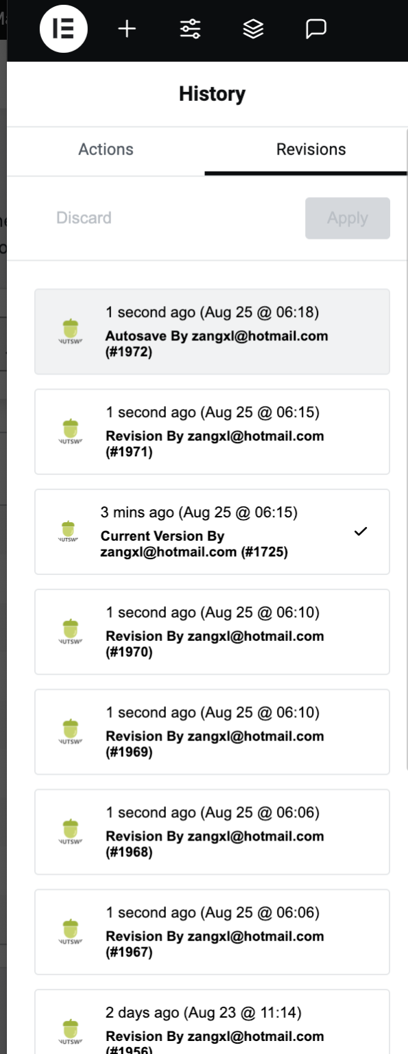 Elementor的操作记录和修订版本 - 【NUTSWP】